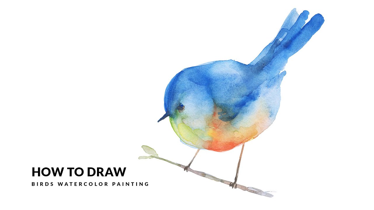 Watercolor Bird Painting Tutorial // Wet Watercolor Painting Technique ...