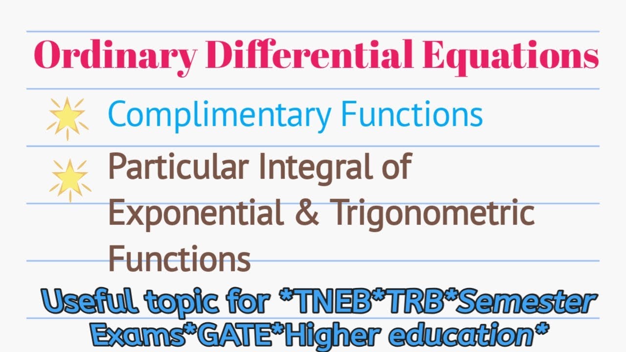 How to find Particular Integral of exponential & Trigonometric ...