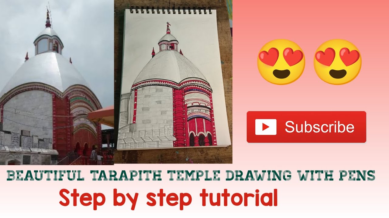 Beautiful Tarapith Temple drawing with pens 😲 #youtube #viral # ...