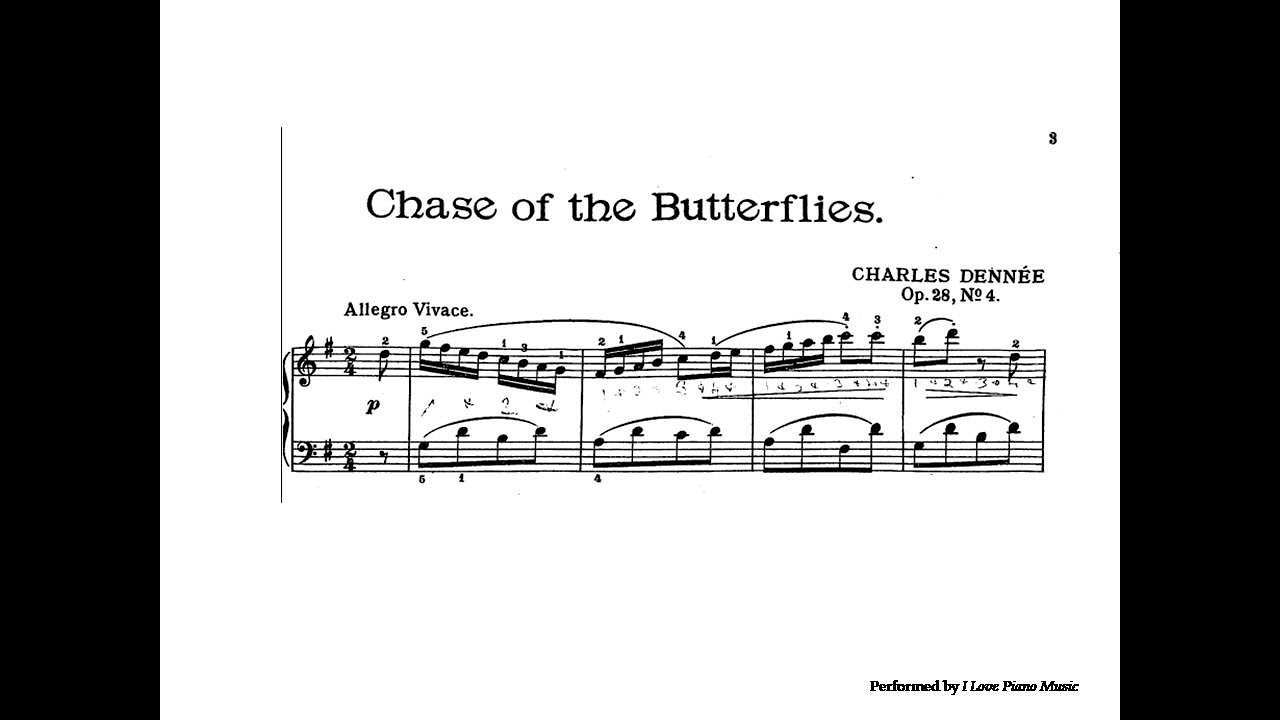 Charles Dennée 'Chase of the Butterflies', Op.28 no.4 / Piano sheet ...
