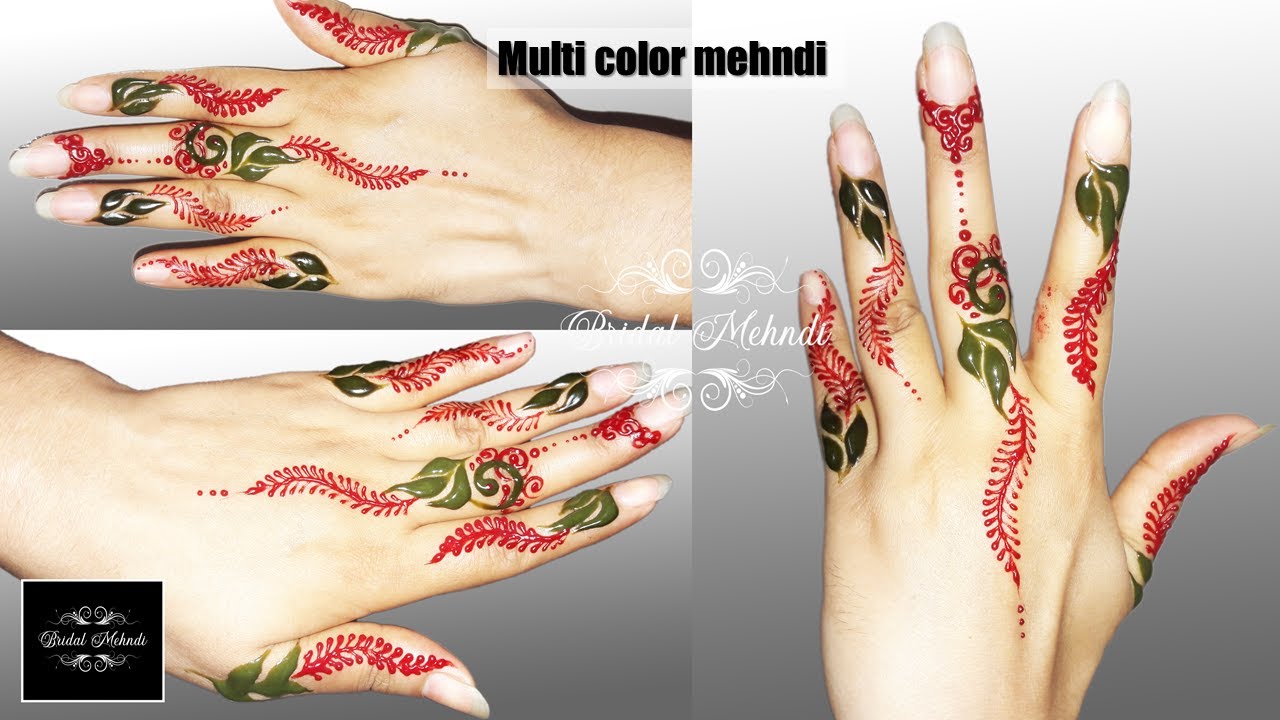 Multi-colour Mehndi Design | Flower Colored Henna Mehndi Design| 2020 ...