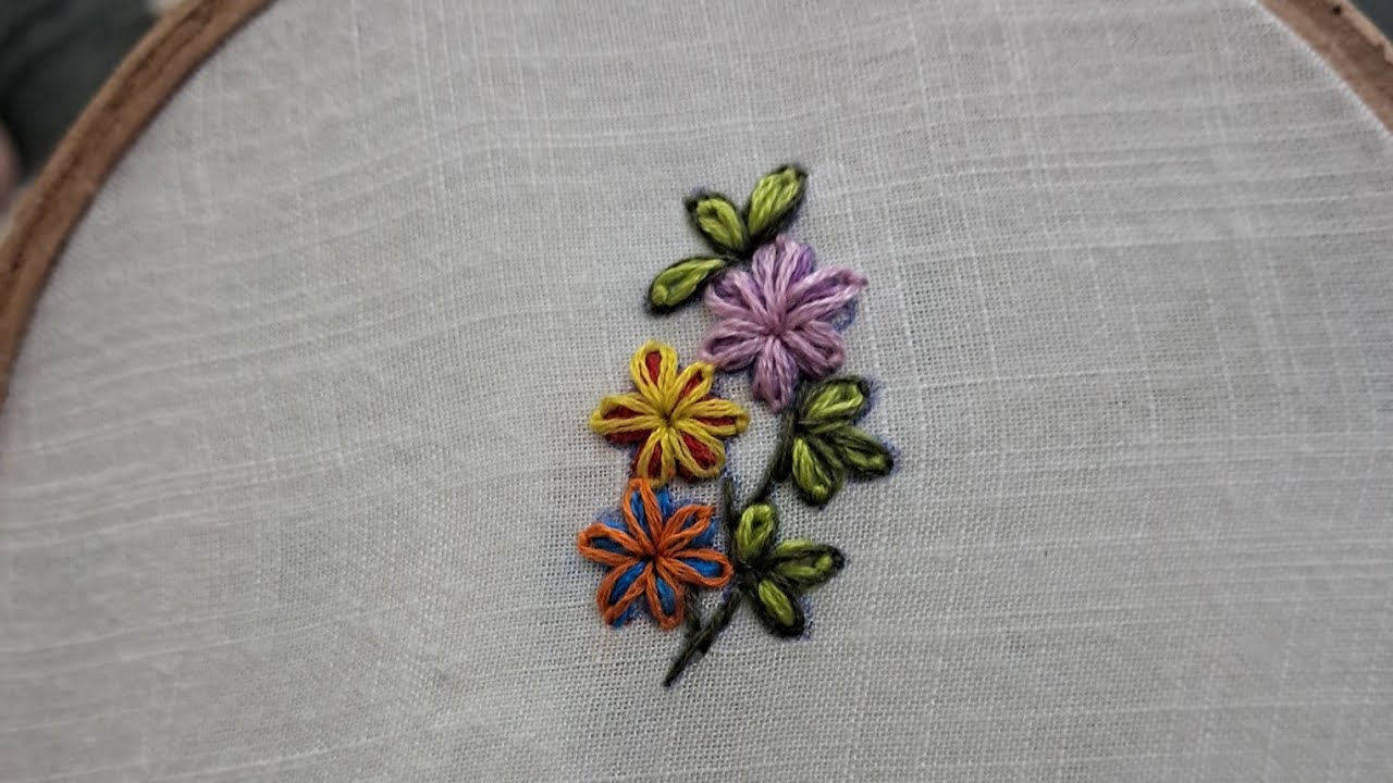 Easy butta design for beginners/ How to make chain stitch embroidery ...