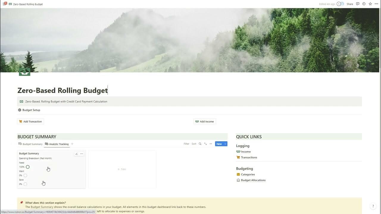 Zero-Based Rolling Budget in Notion | Dashboard Overview - YouTube