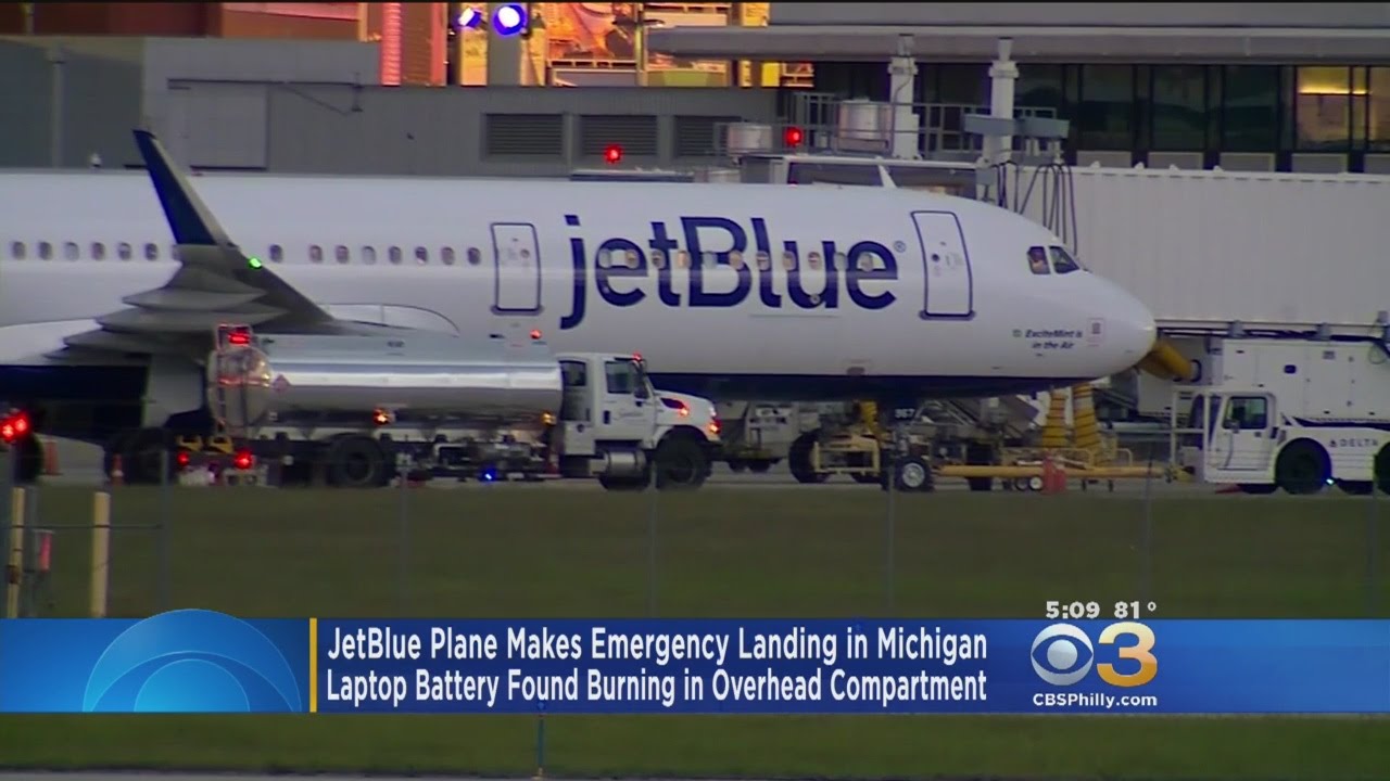Laptop Battery Found Burning On JetBlue Flight - YouTube