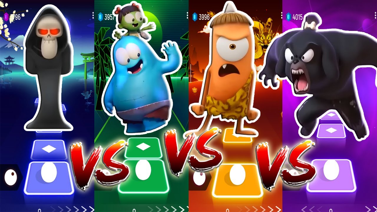 Spookiz | Reaper Sam 🆚 Frankie 🆚 Kebi 🆚 Spooky Pooch | Tiles Hop Edm ...