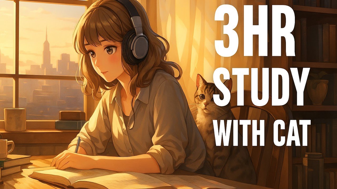 Study With Cat 🐱 | 3 Hour Cozy Lo-Fi for Deep Focus & Calm Vibes - YouTube