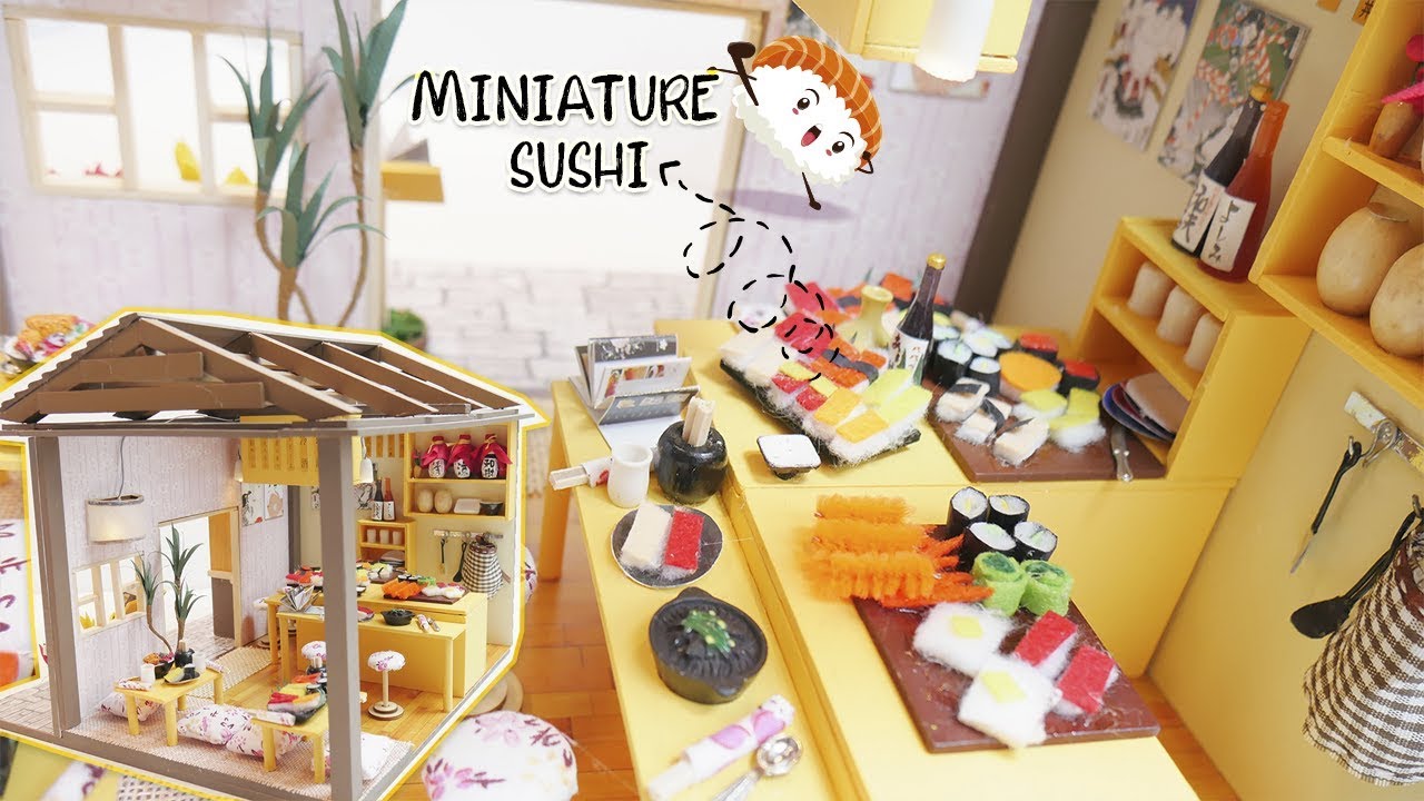 DIY MiniFood Sushi - How To Make Miniature Dollhouse Sushi Bar With ...