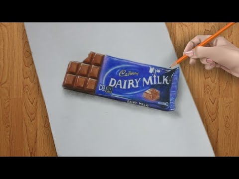 Cadbury DairyMilk Chocolate 3D Drawing - How to Draw | 3D Art - YouTube