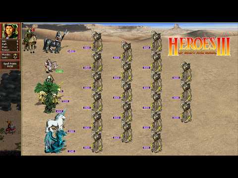 Heroes 3 COMBAT One year growth Rampart vs 160000 Monstrous Eyes L8