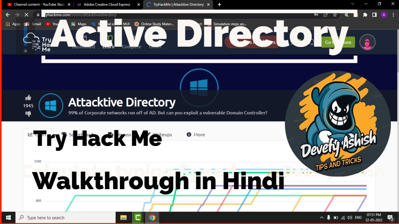Active Directory - Try Hack Me Walkthrough in Hindi By Devefy Ashish - Attacktive Directory THM ...