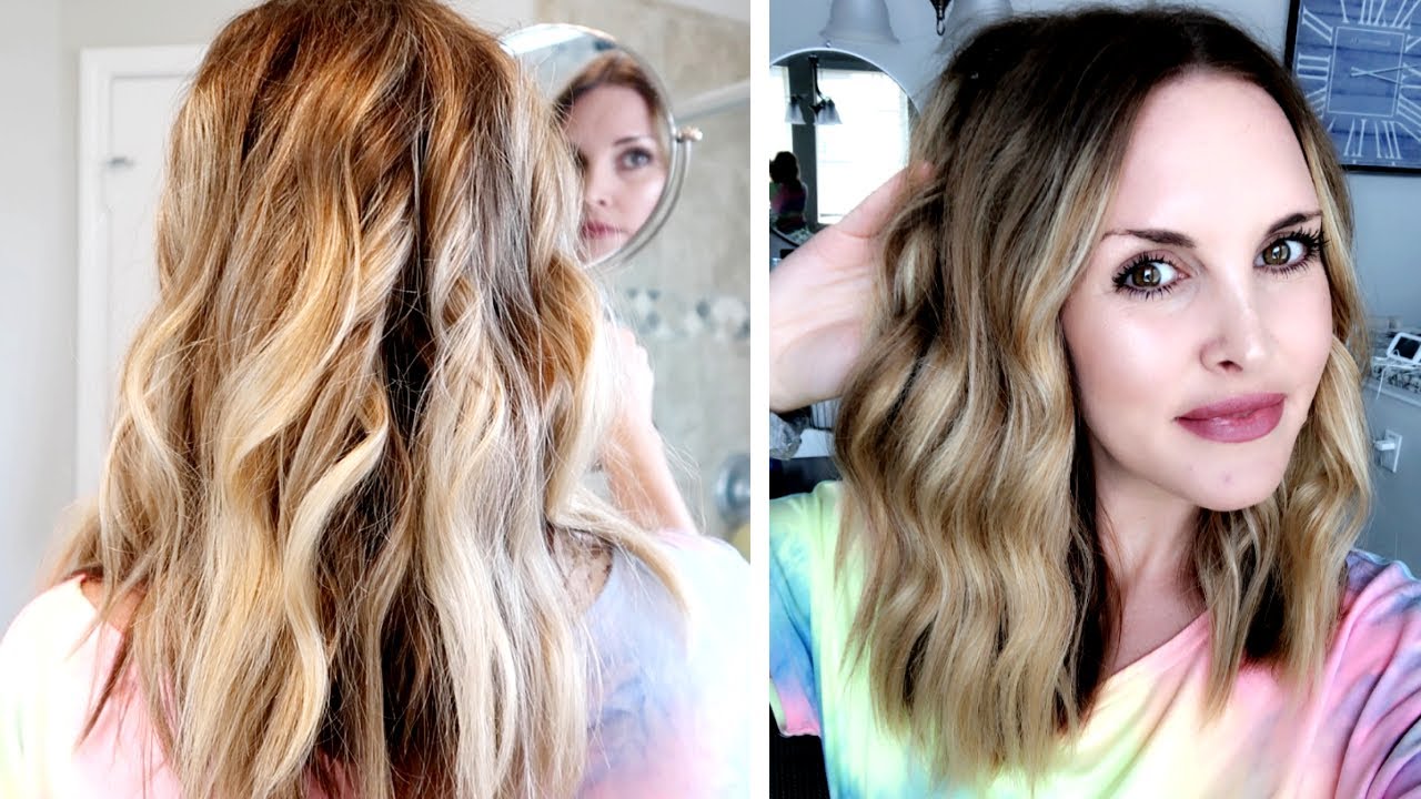 Easy Beachy Waves Hair Tutorial + Everyday Makeup Look - YouTube
