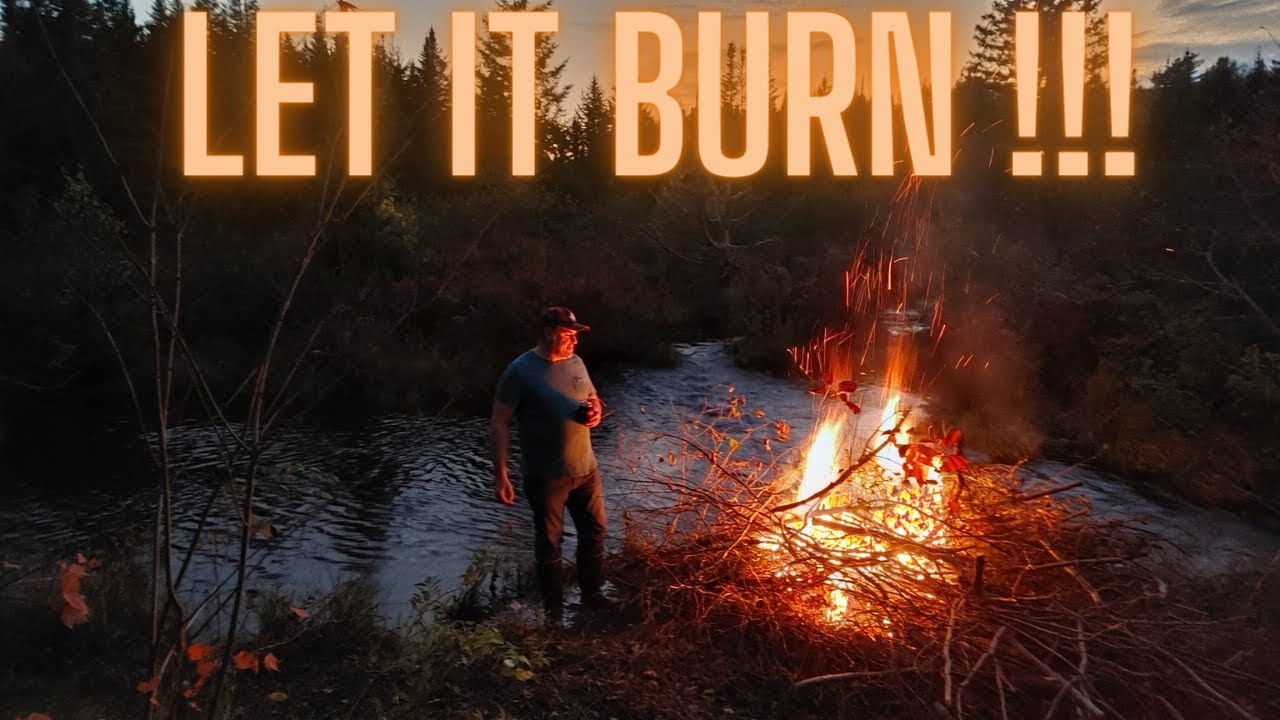 Burning Night At The Off grid Cabin !!!! - YouTube