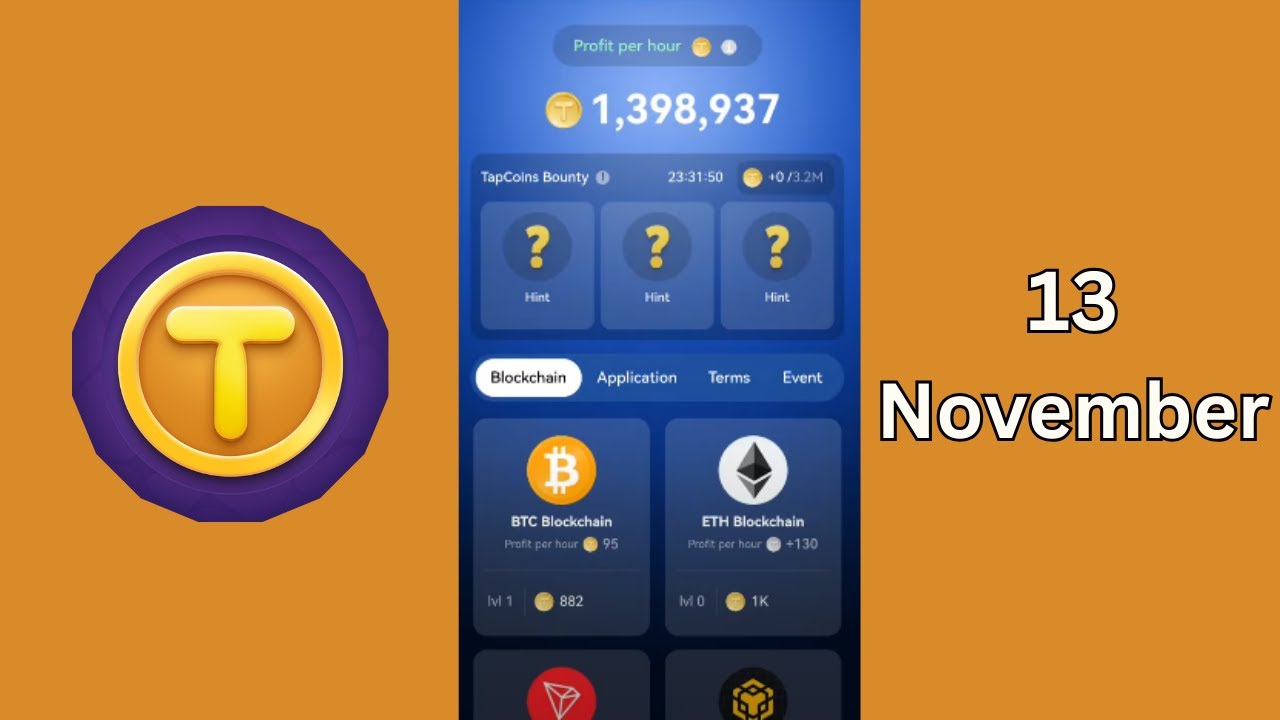 Tap Coin Daily Bounty 13 November| Tap Coin Daily Combo Today 13 ...