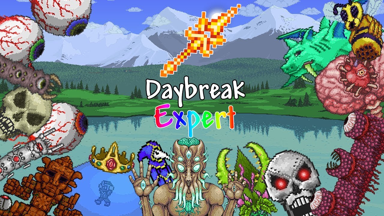 Terraria(Expert) - Daybreak vs All Bosses - YouTube
