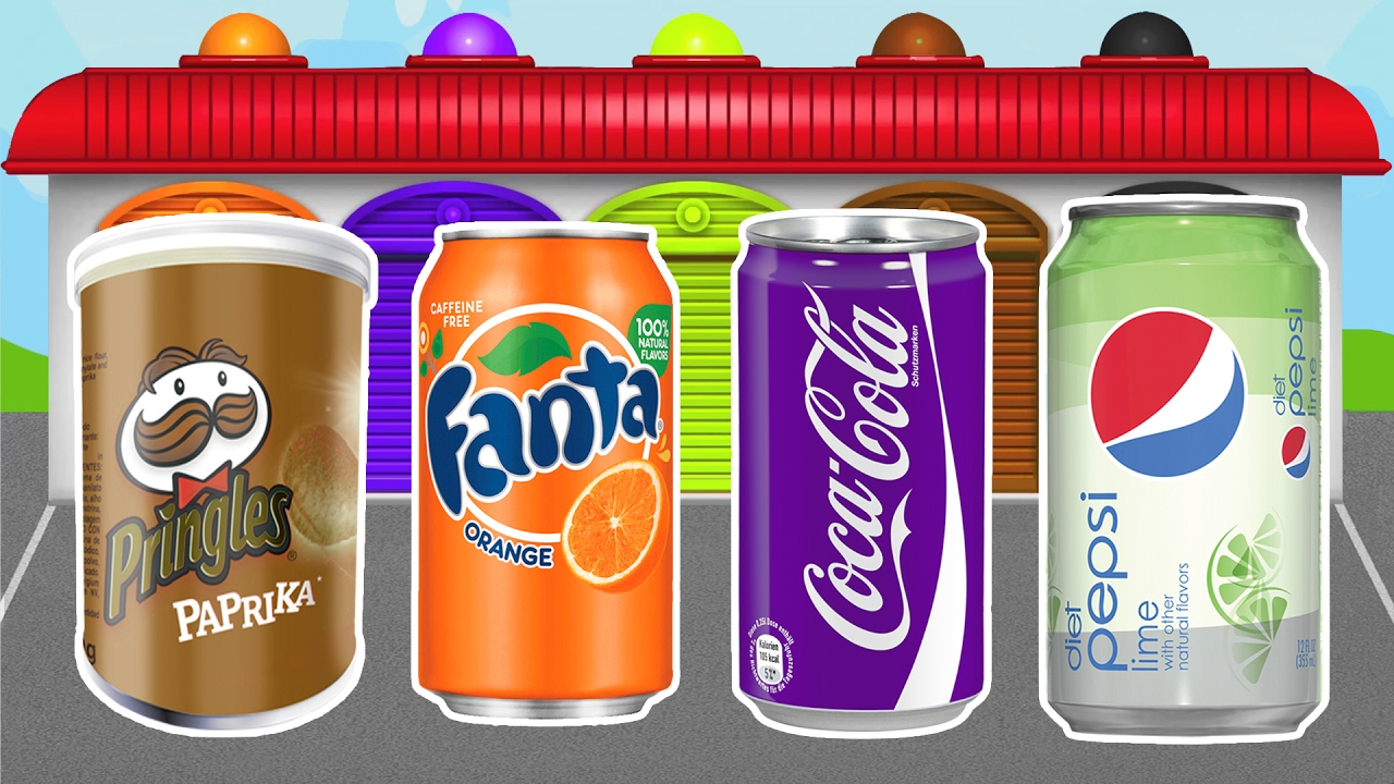 LEARN COLORS with Coca cola Pepsi Fanta Pringles Oreo & New Colors ...