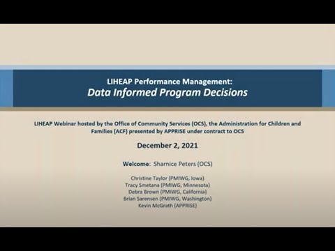 LIHEAP Performance Management: Data Informed Program Decisions - YouTube