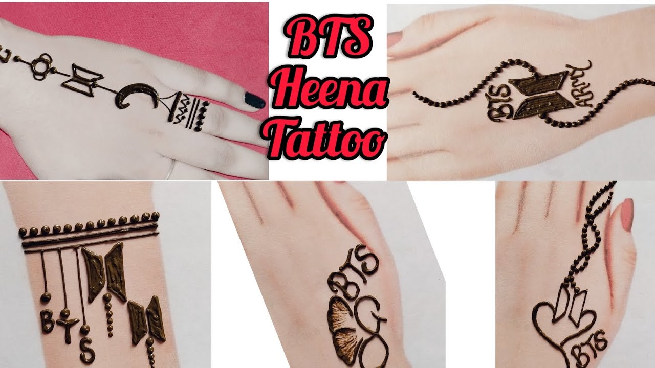Top 5 BTS mehndi designs | Bts Army mehndi design | BTS tattoo heena ...