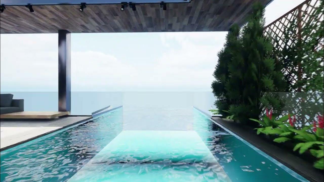 Roof Garden with Suspended Pool animation by unreal engine 5 - YouTube