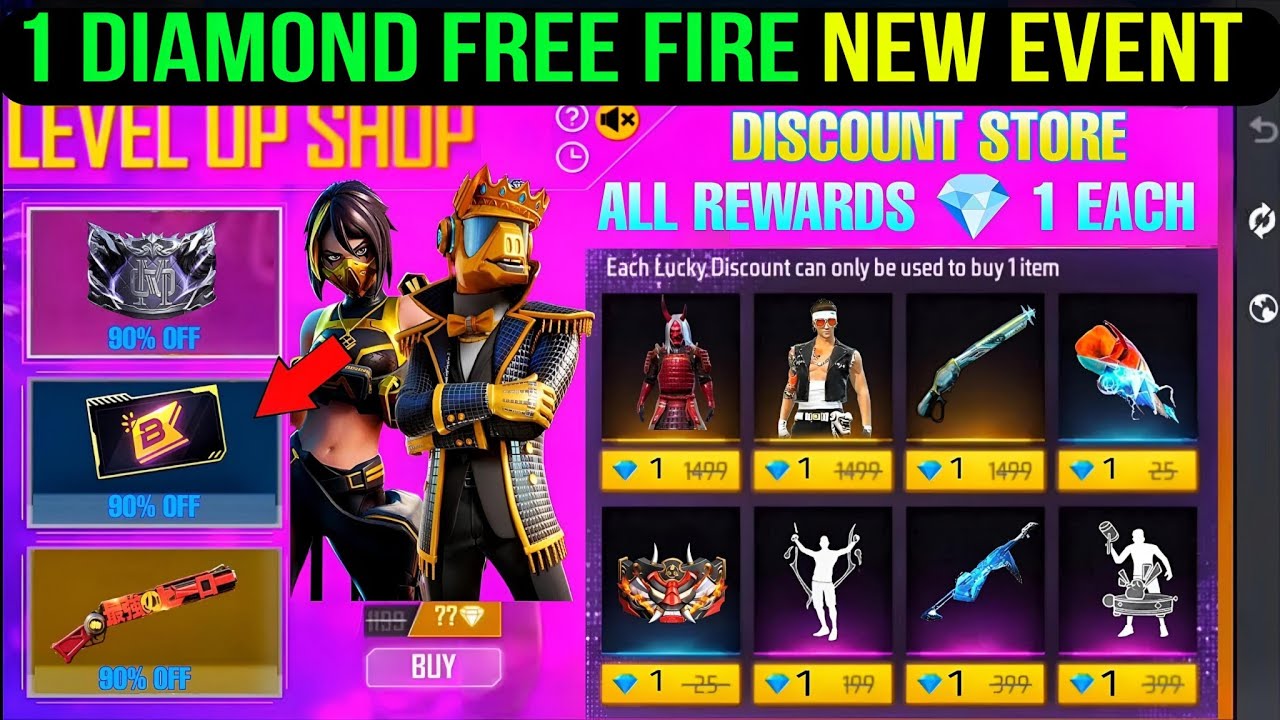 LEVEL UP SHOP EVENT 😍 1 Diamond All Rewards Free Fire || FF NEW EVENT ...