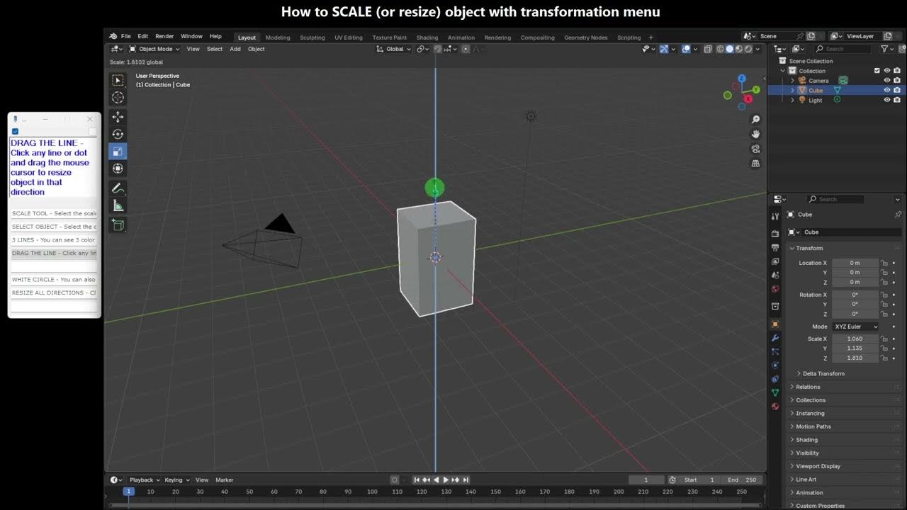 How to SCALE or resize object with transformation menu - YouTube