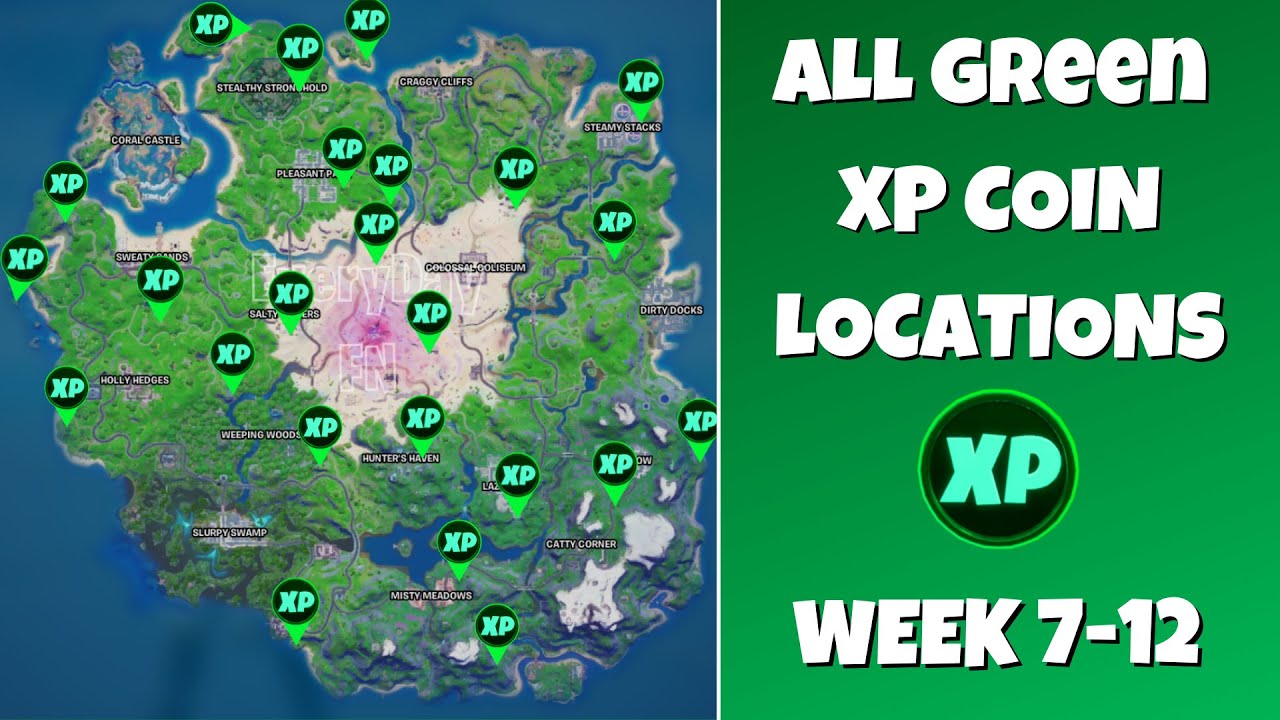 All Green XP Coins Locations in Fortnite Season 5 Chapter 2! (Week 7-12 ...
