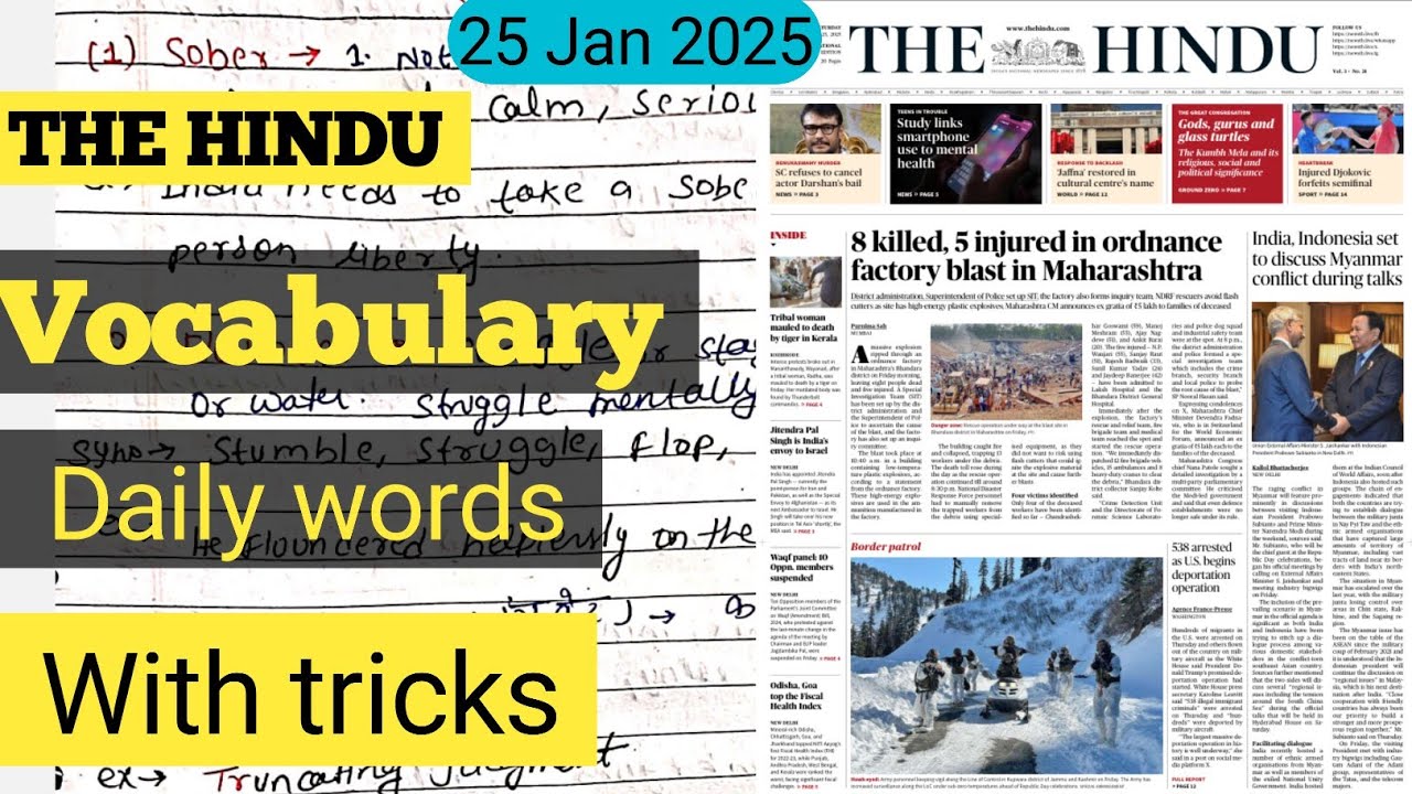 the Hindu daily vocabulary 25 january 2025 || the Hindu vocabulary ...