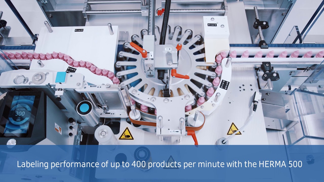 HERMA wrap-around labeler 132M HC with HERMA 500 - YouTube