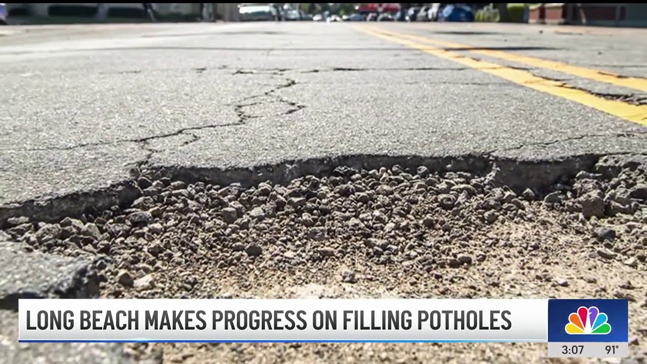 Long Beach makes progress on filling potholes - YouTube