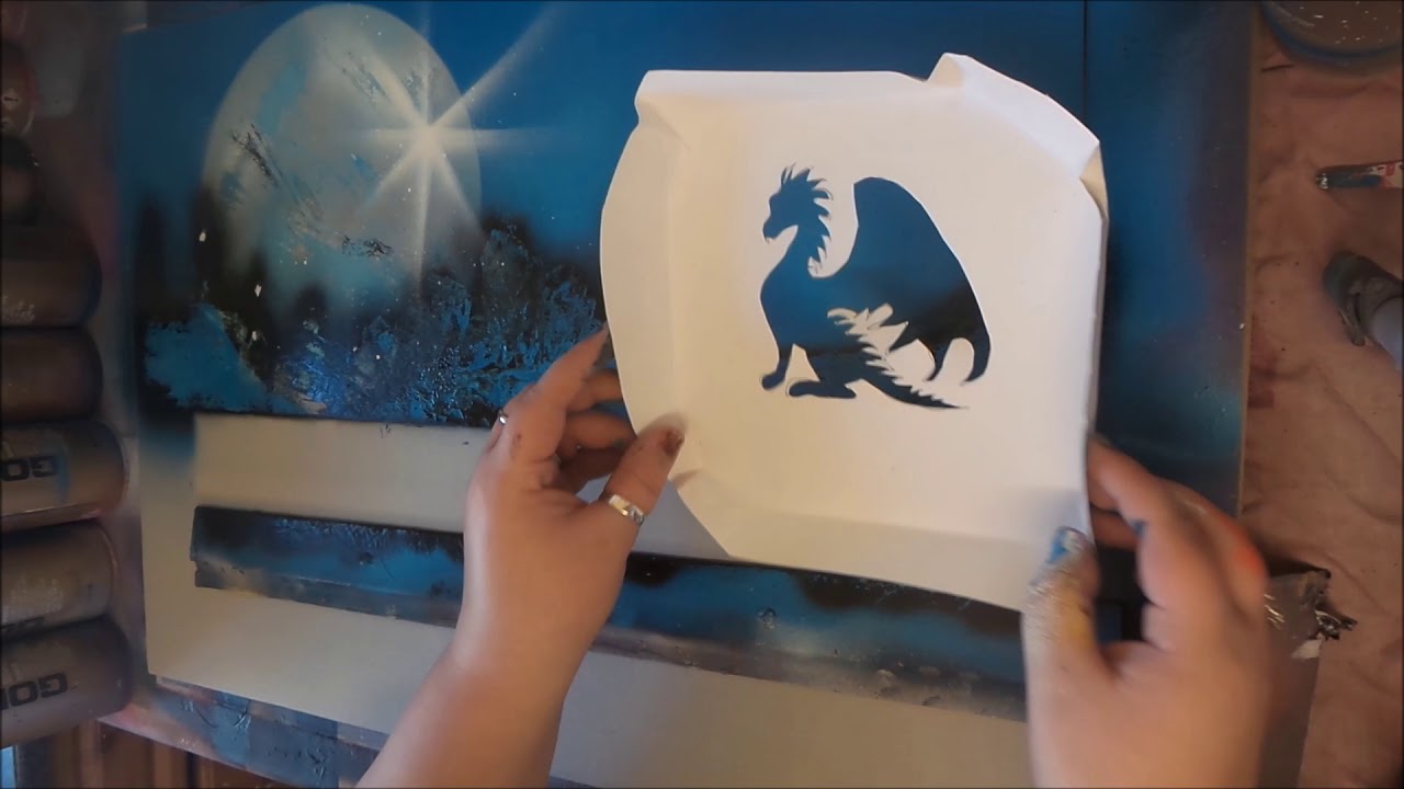 Ice dragon, spray painting - YouTube