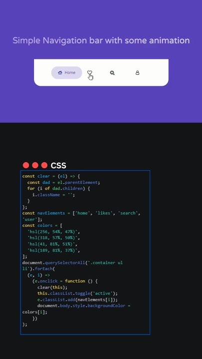 Simple Navigation Bar With Animation In Js Coding Webcoding Webdesign Htmlcsswebsite Shorts