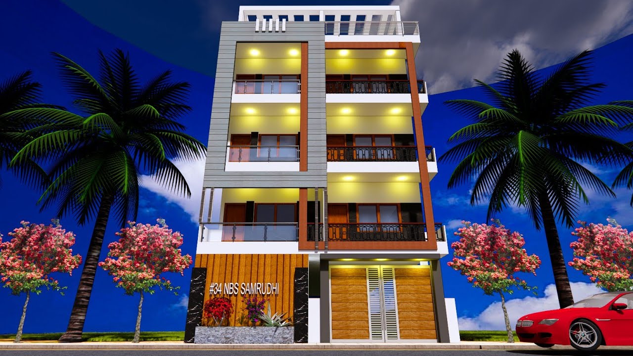 1000 square house front elevation design 3d walkthrough - YouTube