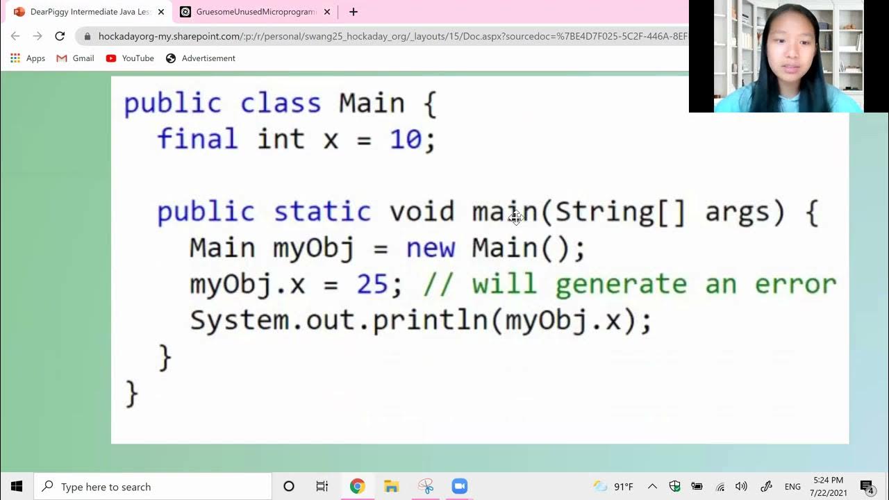 DearPiggy Intermediate Java - Final Keyword - YouTube