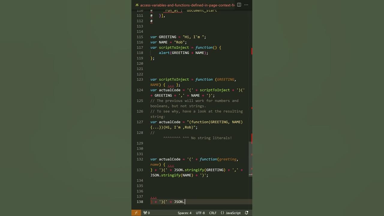 javascript - Access variables and functions defined in page context from an extension - YouTube