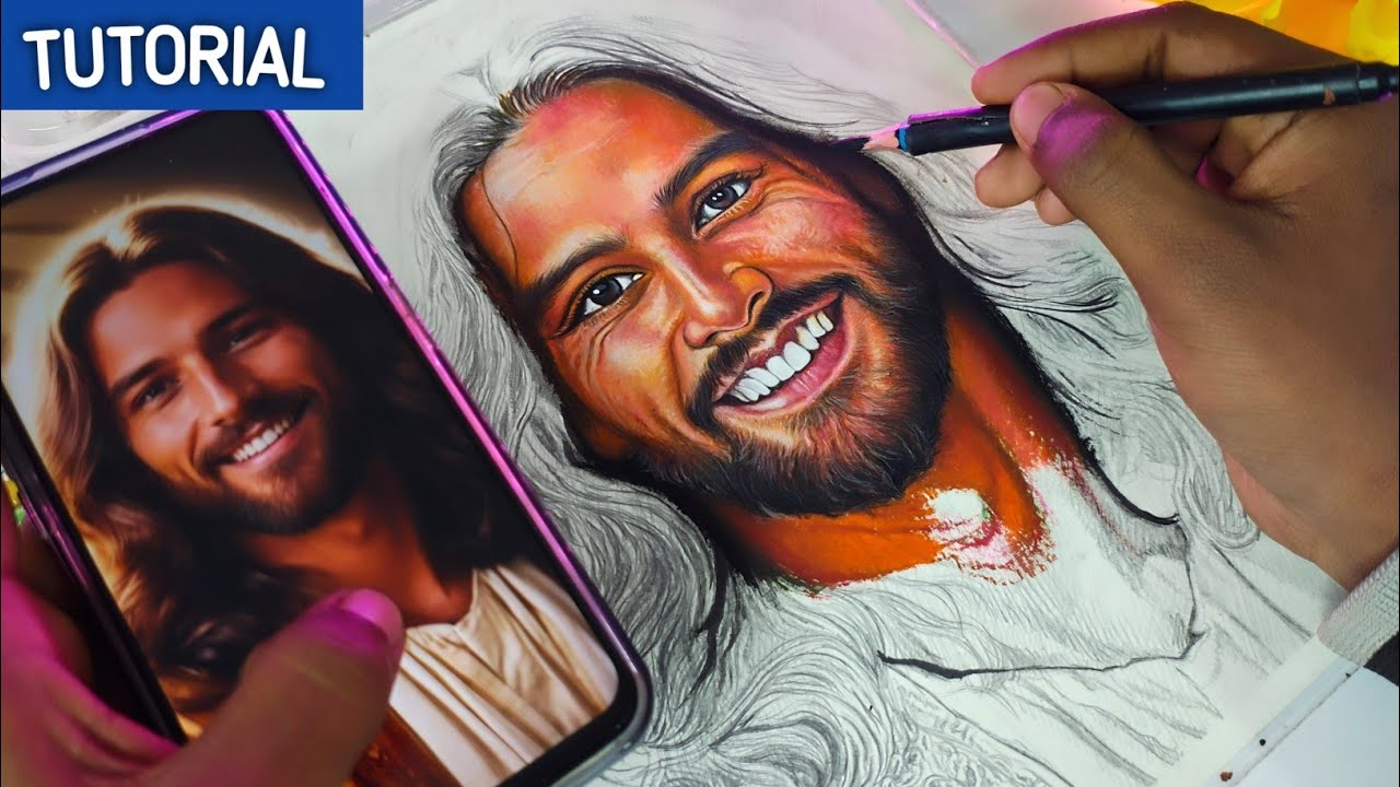 Heavenly Hues, Create a Stunning Jesus Portrait with Oil Pastels😍 - YouTube