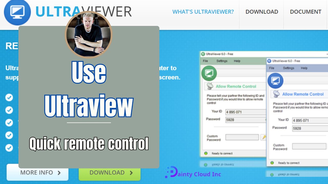 Instructions for using Ultraview, remote computer control - YouTube