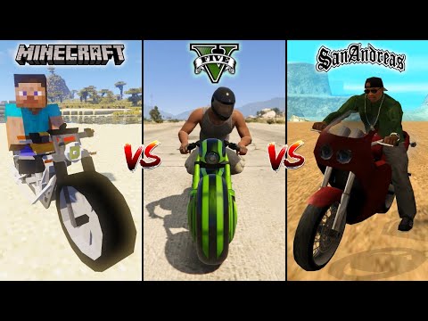 MINECRAFT MOTO BIKE VS GTA 5 MOTO BIKE VS GTA SAN ANDREAS MOTO BIKE - WHICH IS BEST?