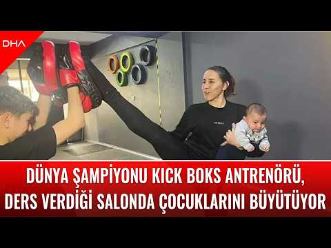 Dünya şampiyonu kick boks antrenörü, ders verdiği salonda çocuklarını büyütüyor