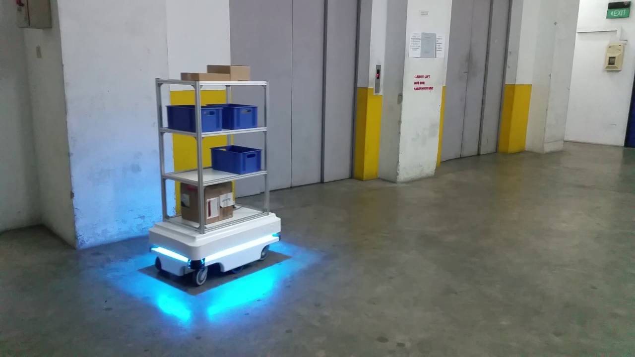 mir mobile industrial robots agv with rack 1 - YouTube