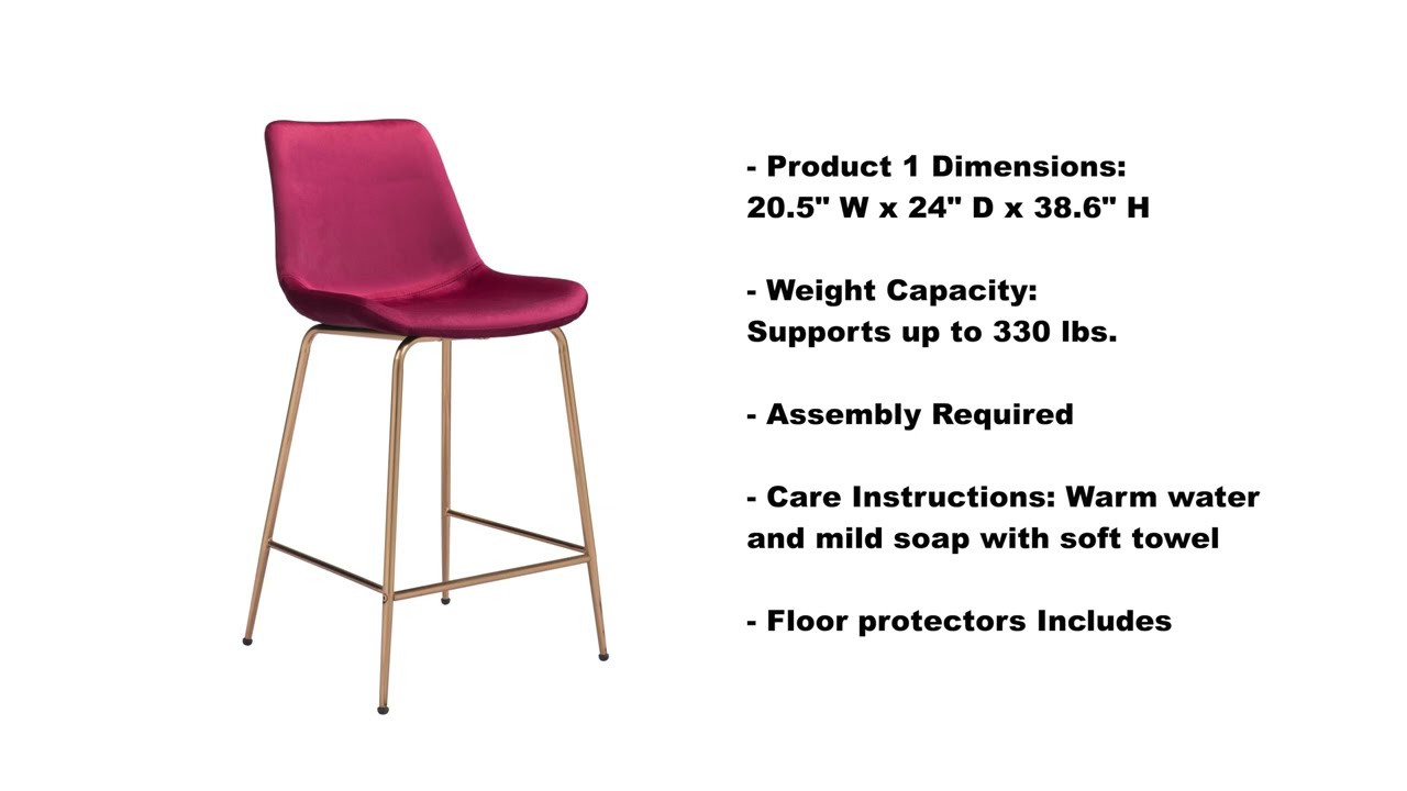 Tony Counter Chair Red & Gold - 101764 - YouTube