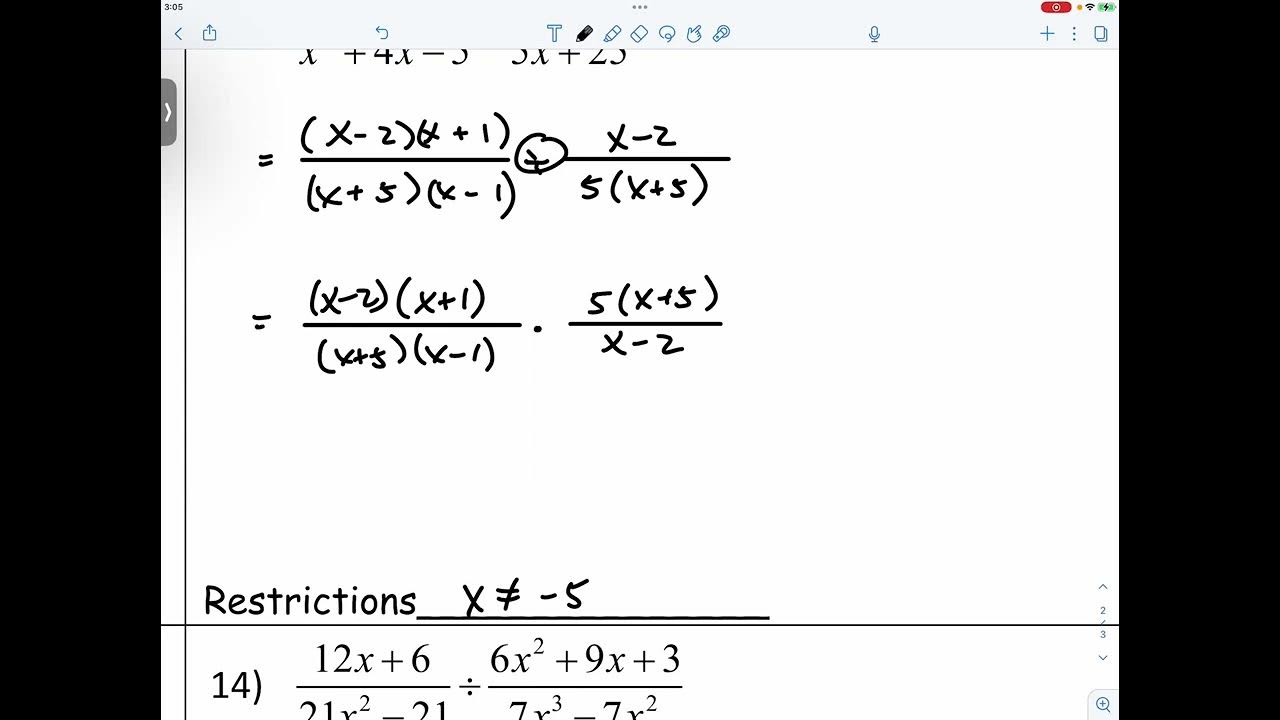 [Alg2] Rational Expressions Mixed Review (Day 3 WS) - Q12 - YouTube