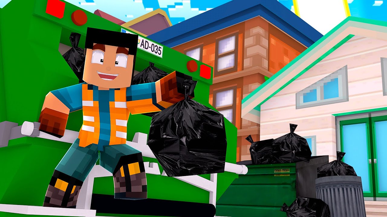 TRABAJO COMO BASURERO DURANTE 24 HORAS EN MINECRAFT 😱‍🗑️ - YouTube