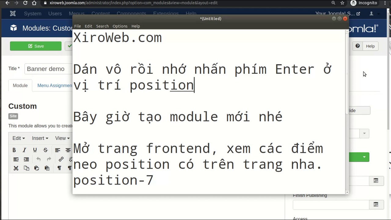 Xiroweb - tạo Module để treo một hình ảnh banner - YouTube