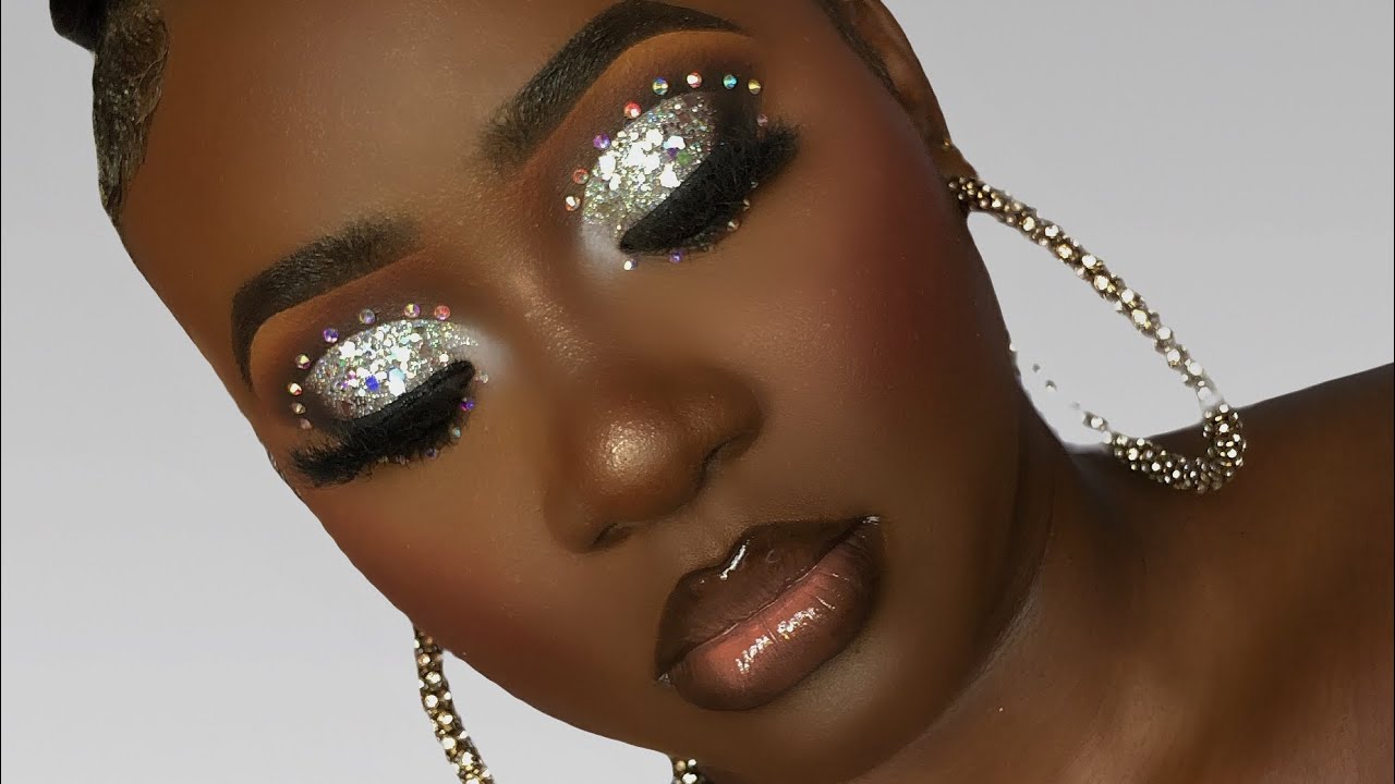 Silver Holographic Glitter Glam X Gems Cut Crease Makeup Tutorial- PROM ...