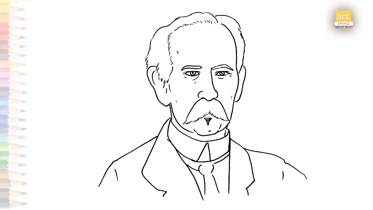 Karl Benz drawing easy | Art tutorial | How to draw Karl Benz portrait ...