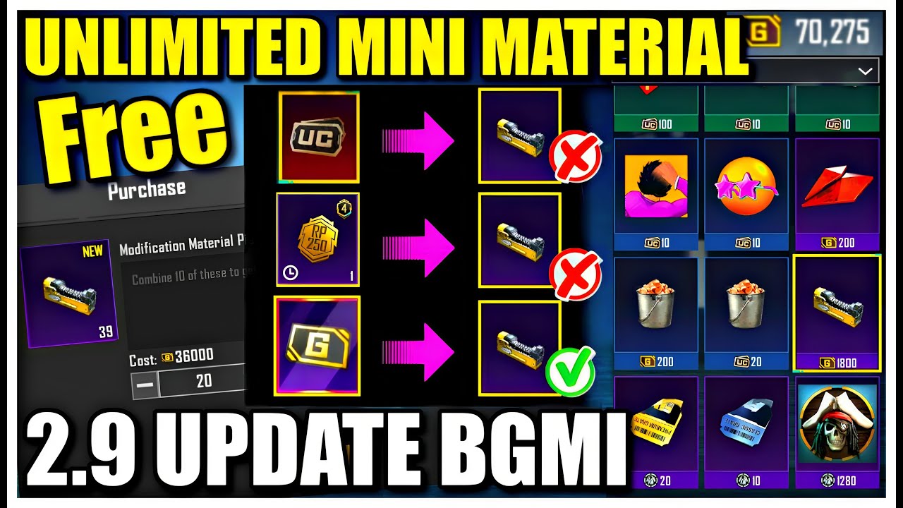 UNLIMITED MINI MATERIAL BGMI FREE | BUY MINI MATERIAL WITH AG CURRENCY BGMI | AG TO MATERIAL ...