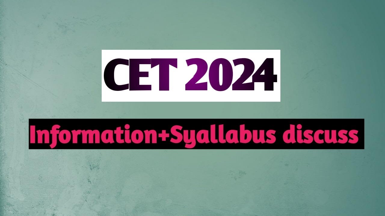 CET 2024 (Graduation) l Information+ Syallabus discussion l 📚🔥📖 - YouTube