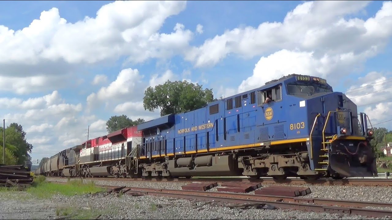 N&W Heritage, FEC 105, and CSX 9043 leading train 56E in Hiram, Austell, and Mableton, GA. 9/29 ...