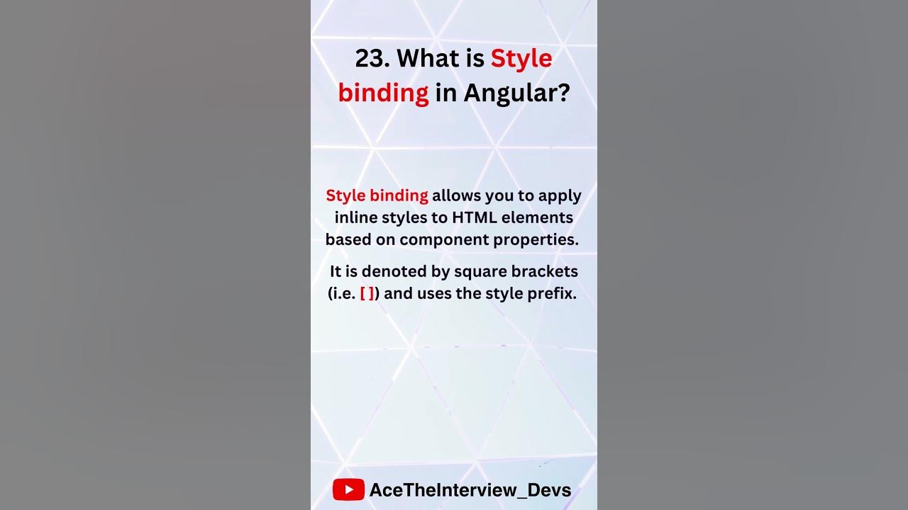 What Is Style Binding In Angular 🤔 Angular Interview Qanda Angular Shorts Interview Youtube