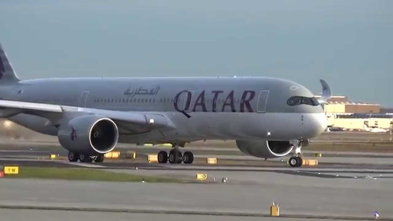 First ever A350 Commercial Flight Takeoff from Frankfurt, QR68 to Doha ...