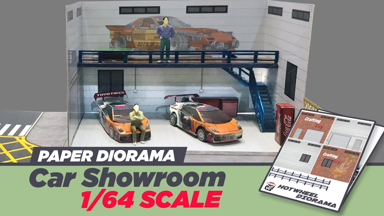 Hot Wheels Diorama Car Showroom 1 64 Scale Paper Model DIY Car Hot Wheels Diorama Car Showroom 1 64 Scale Paper Model DIY Car